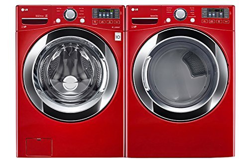 LG PAIR SPECIAL-"Wild Cherry Red" Ultra Large Capacity Laundry System ...