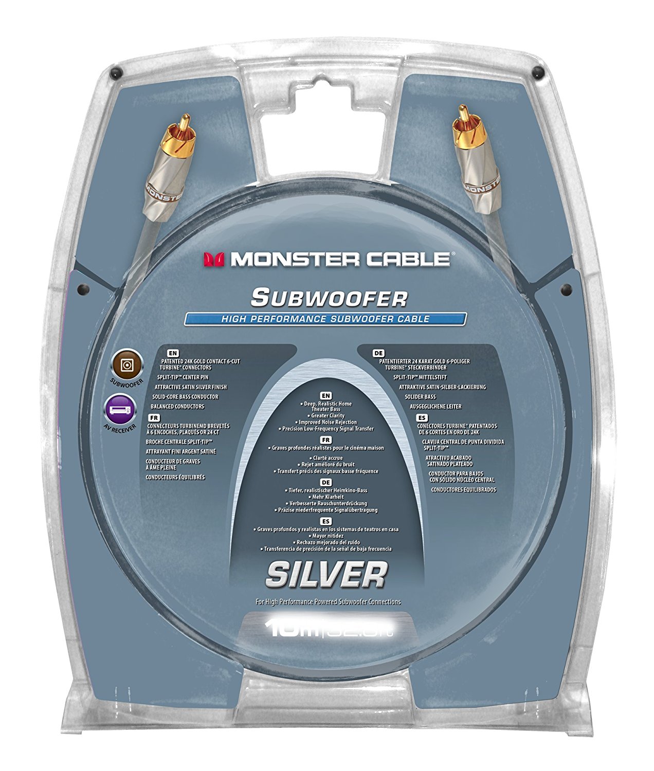 Monster Silver High Performance Subwoofer Cable - 24 Feet N4 free image ...