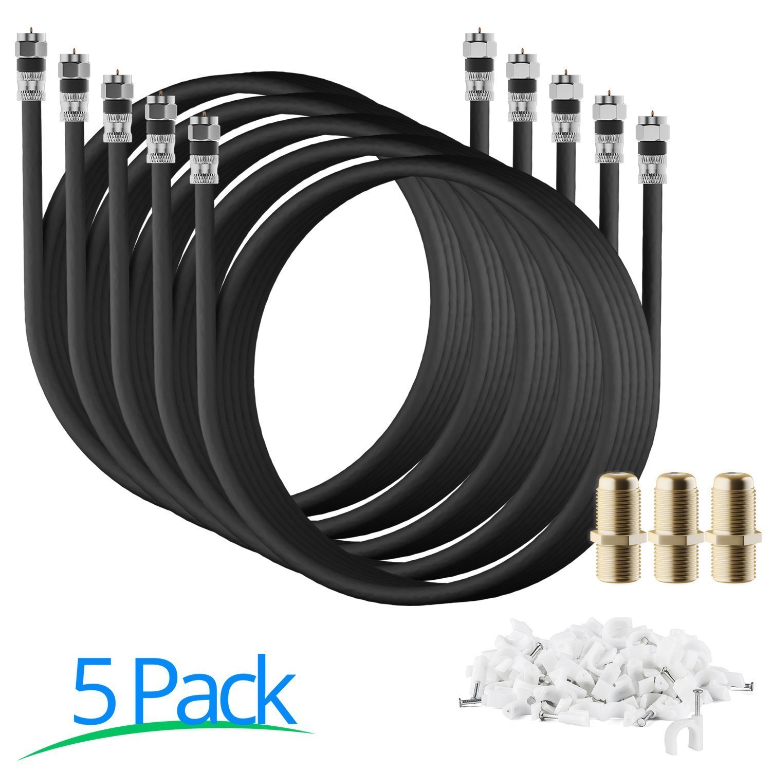 RG-6 | 25 Ft | Black | 2 Pack | UL CL2 Certified Cable Quad Shielded ...