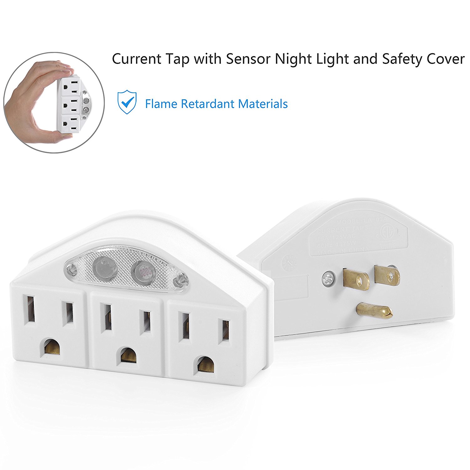 Bestten Wall Outlet Surge Protector with USB Charging, 5 AC Outlets & 2 ...