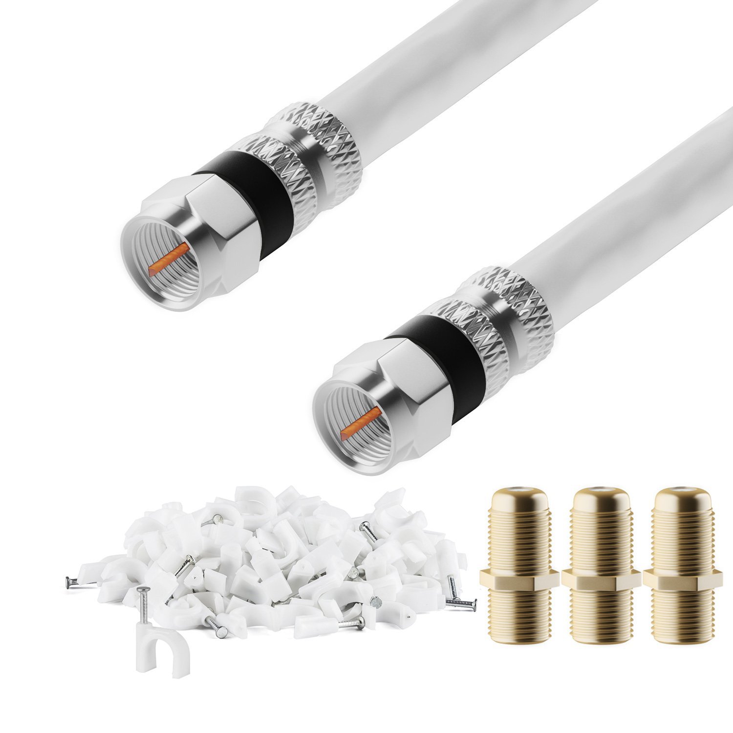 RG-6 | 25 Ft | Black | 2 Pack | UL CL2 Certified Cable Quad Shielded ...