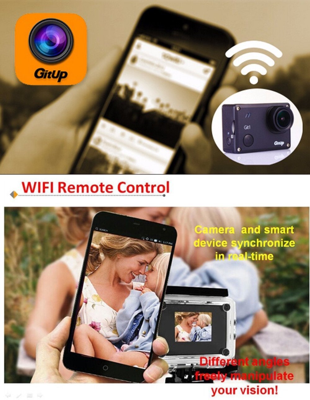 GitUp GIT2 Pro 2K Action Camera with GoPro / SJCam Accessories(Pro Edition) 1.5-Inch LCD (Black ...