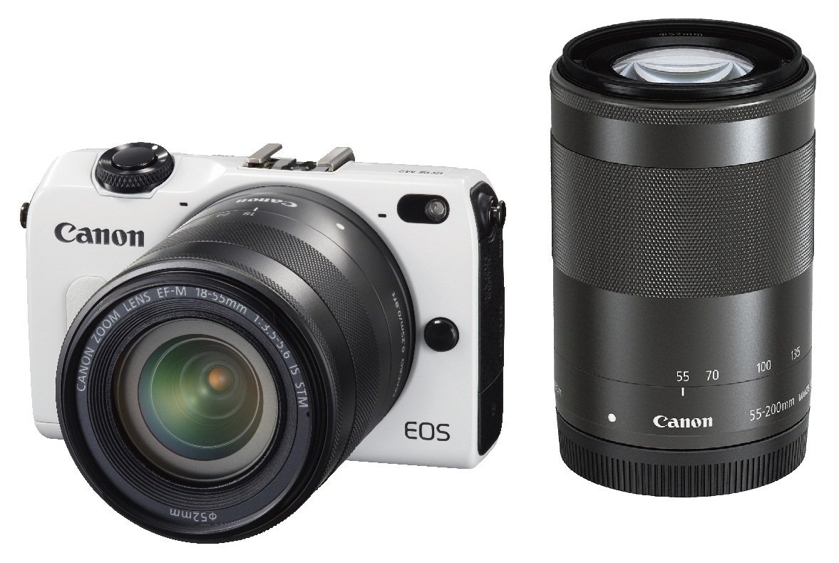 Canon mirror-less SLR camera EOS M2 double zoom kit (white) EF-M18-55mm ...