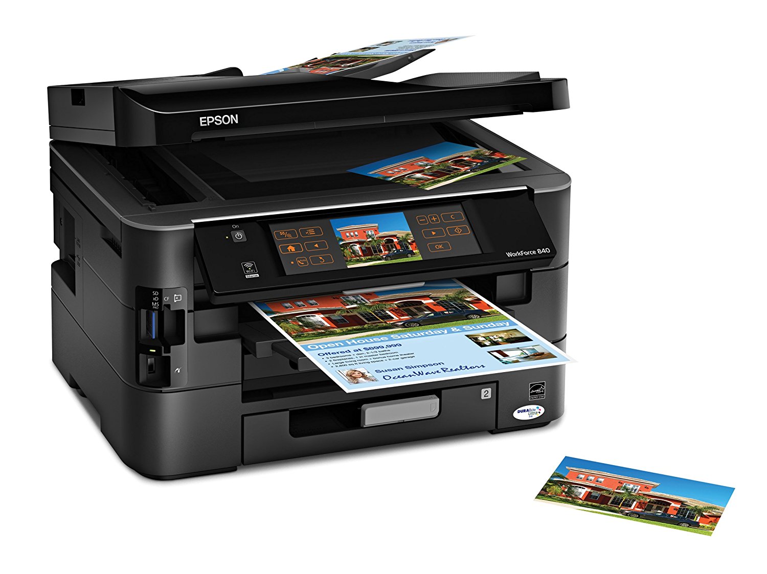 Epson WorkForce 840 Wireless All-in-One Color Inkjet Printer, Copier, Scanner, Fax (C11CA97201 ...