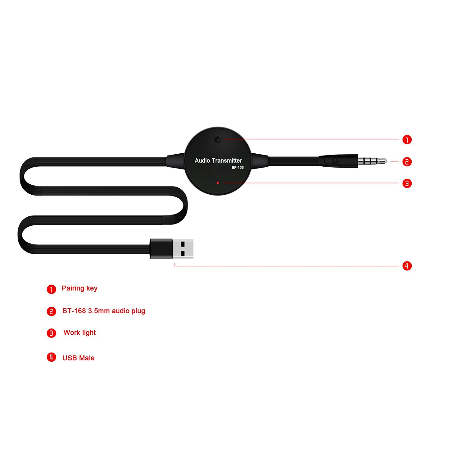 Rii BT-186 Wireless Bluetooth Transmitter 3.5mm Audio Cable For Easy ...