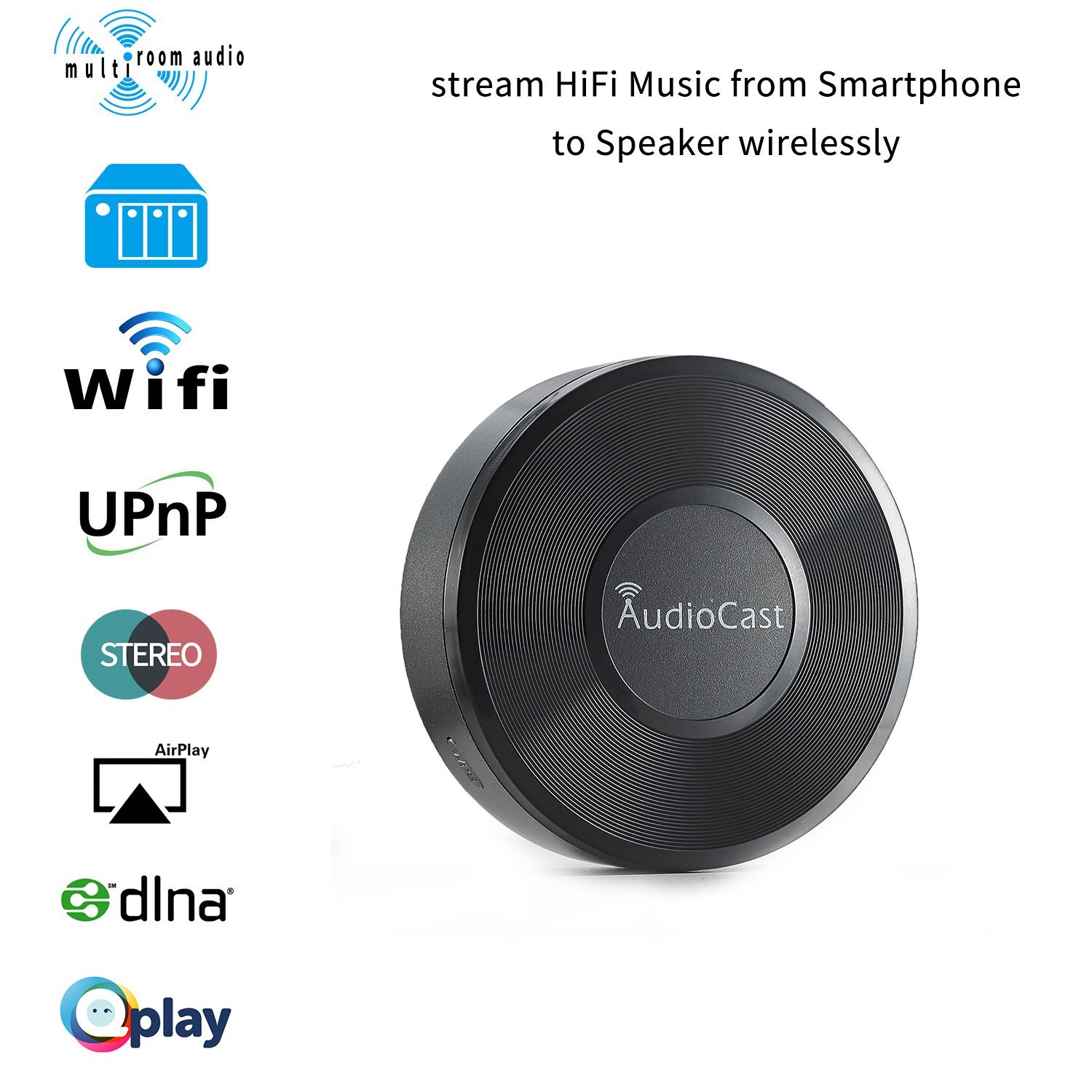 RIVERSONG Wireless DLNA Airplay Music Receiver Adapter NAS Support with ...