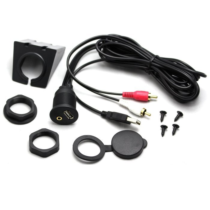 RAYSUN 1 Meter USB and 3.5mm AUX Extension Flush Mount - USB Dash Mount ...