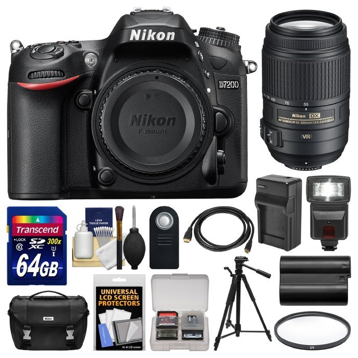 Nikon D7200 Wi-Fi Digital SLR Camera Body with 18-300mm VR Lens + 64GB ...