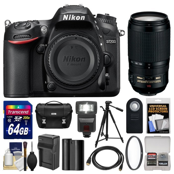 Nikon D7200 Wi-Fi Digital SLR Camera Body with 18-300mm VR Lens + 64GB ...