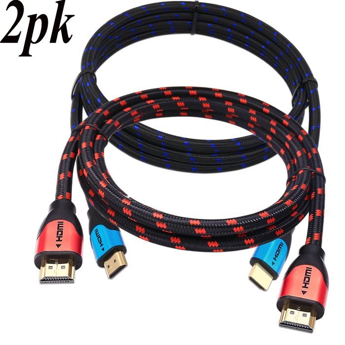 JINPIN Ultra High Speed hdmi cable-BC 50ft black/red with Braided Cord ...