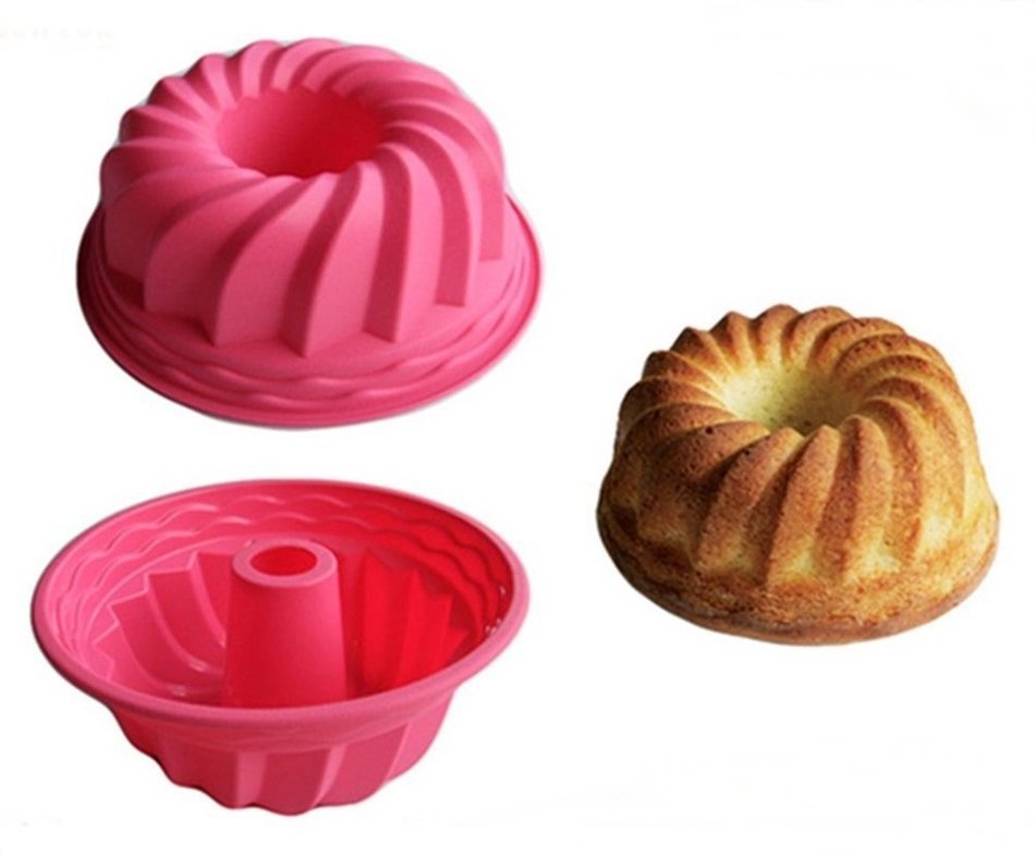 Silicone Swirl Bundt Ring Pan Shaped Cake Bread Pastry Silicone Mold ...