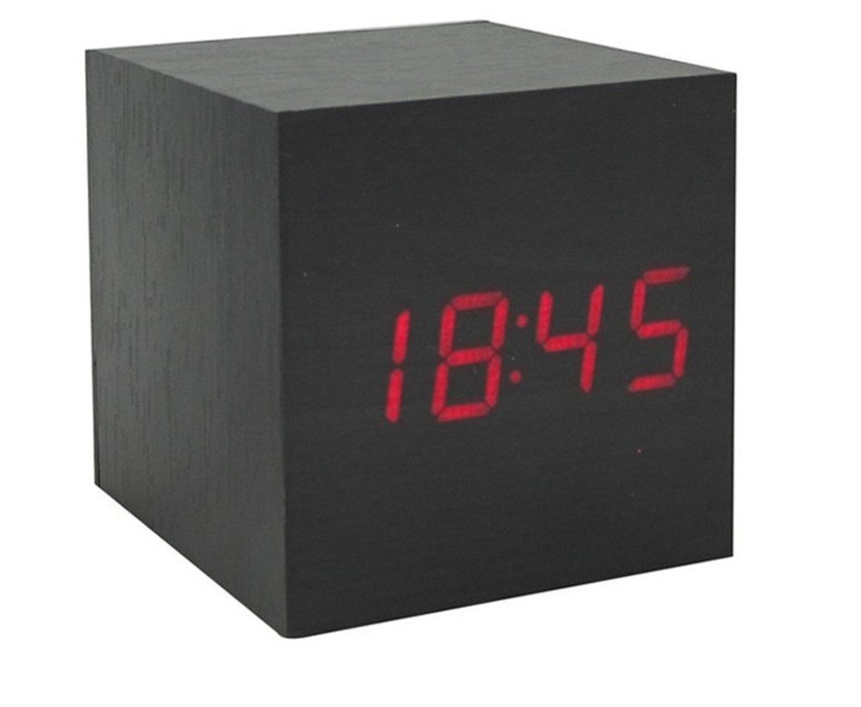 Autek Popular Cube USB Wood Wooden LED Alarm Digital Desk Clock with ...