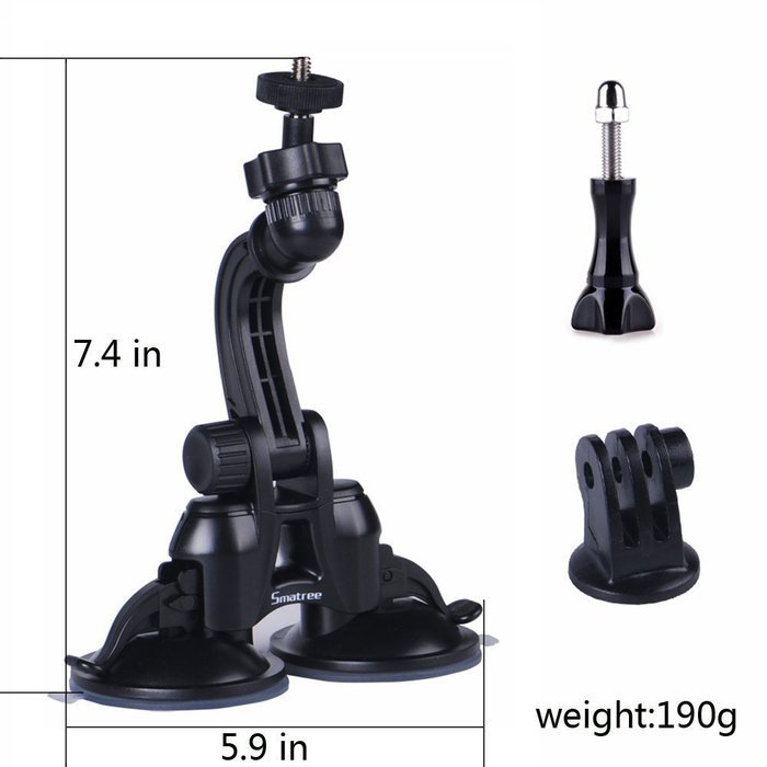 Smatree Double Suction Cup Mount with Greater Suction Power for GoPro ...