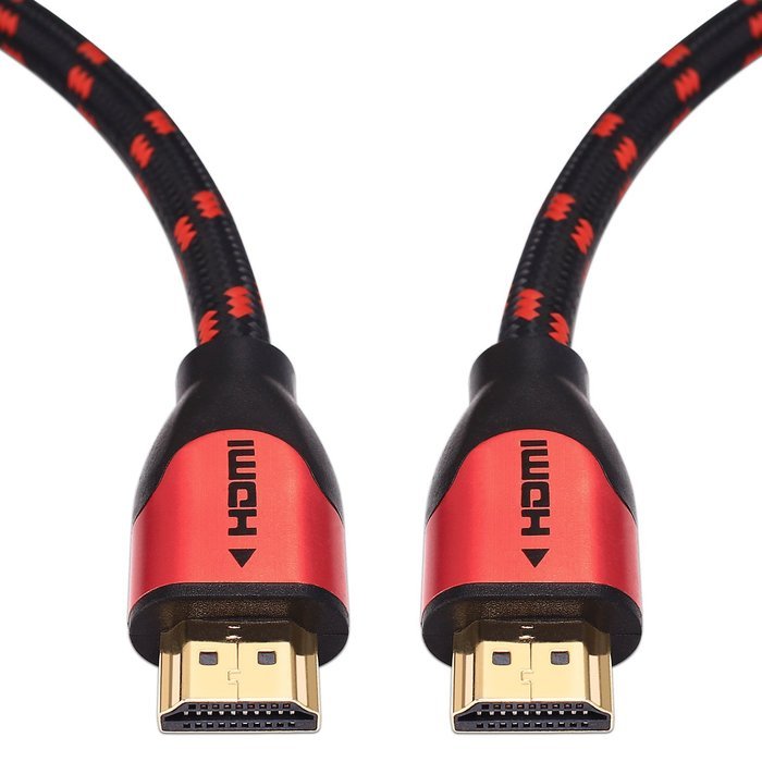 JINPIN Ultra High Speed hdmi cable-BC 50ft black/red with Braided Cord ...