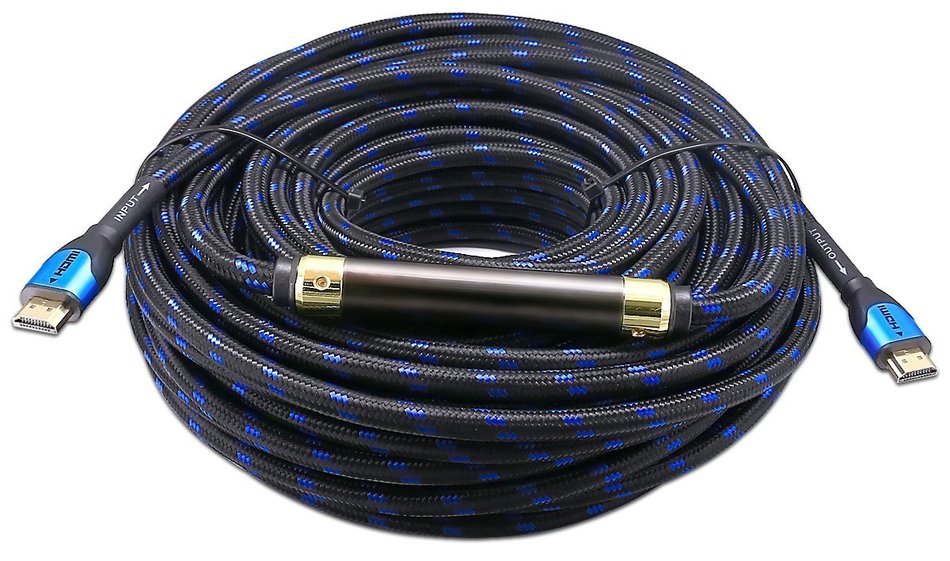 JINPIN Ultra High Speed hdmi cable-BC 50ft black/red with Braided Cord ...