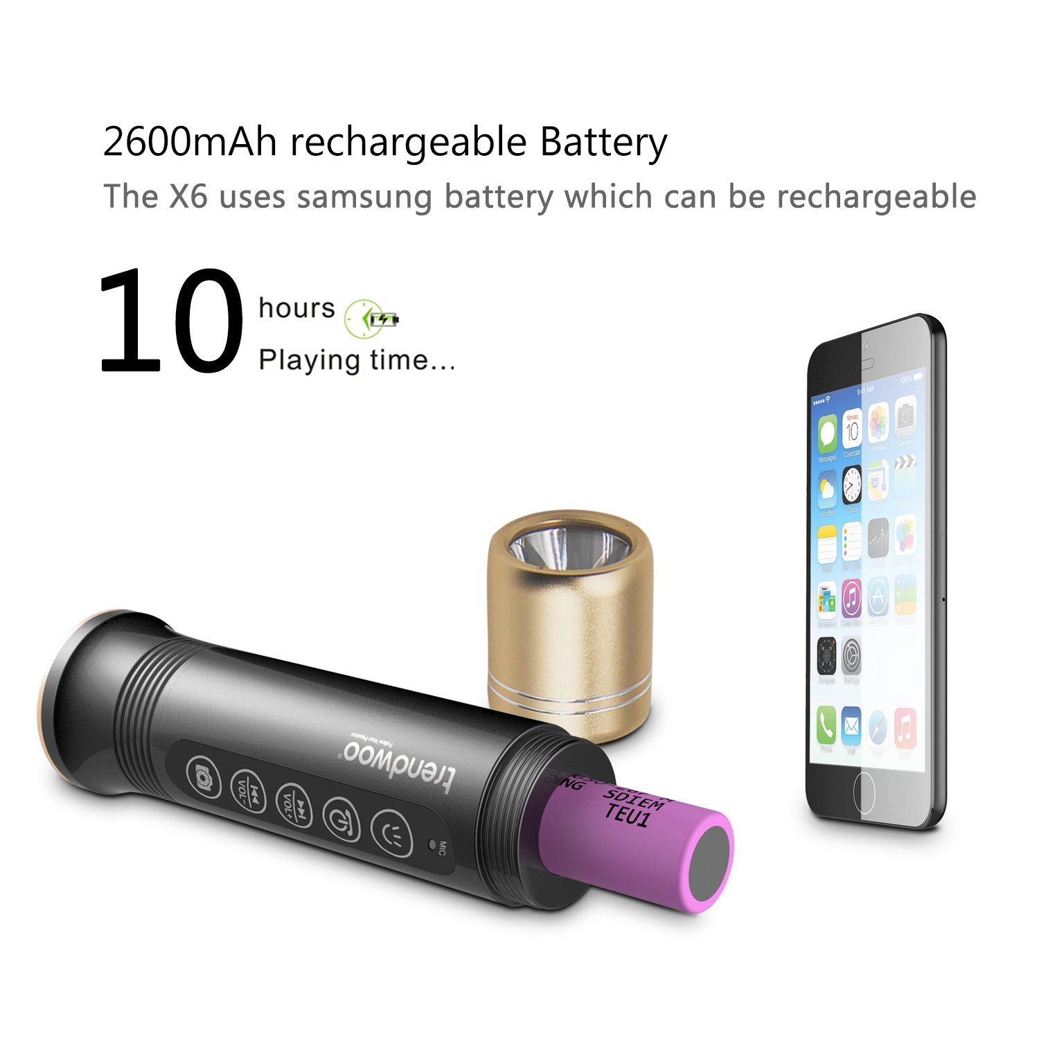 Trendwoo Outdoor Bicycle Bluetooth Speakers Waterproof Rechargeable LED Flashlight with Bike ...