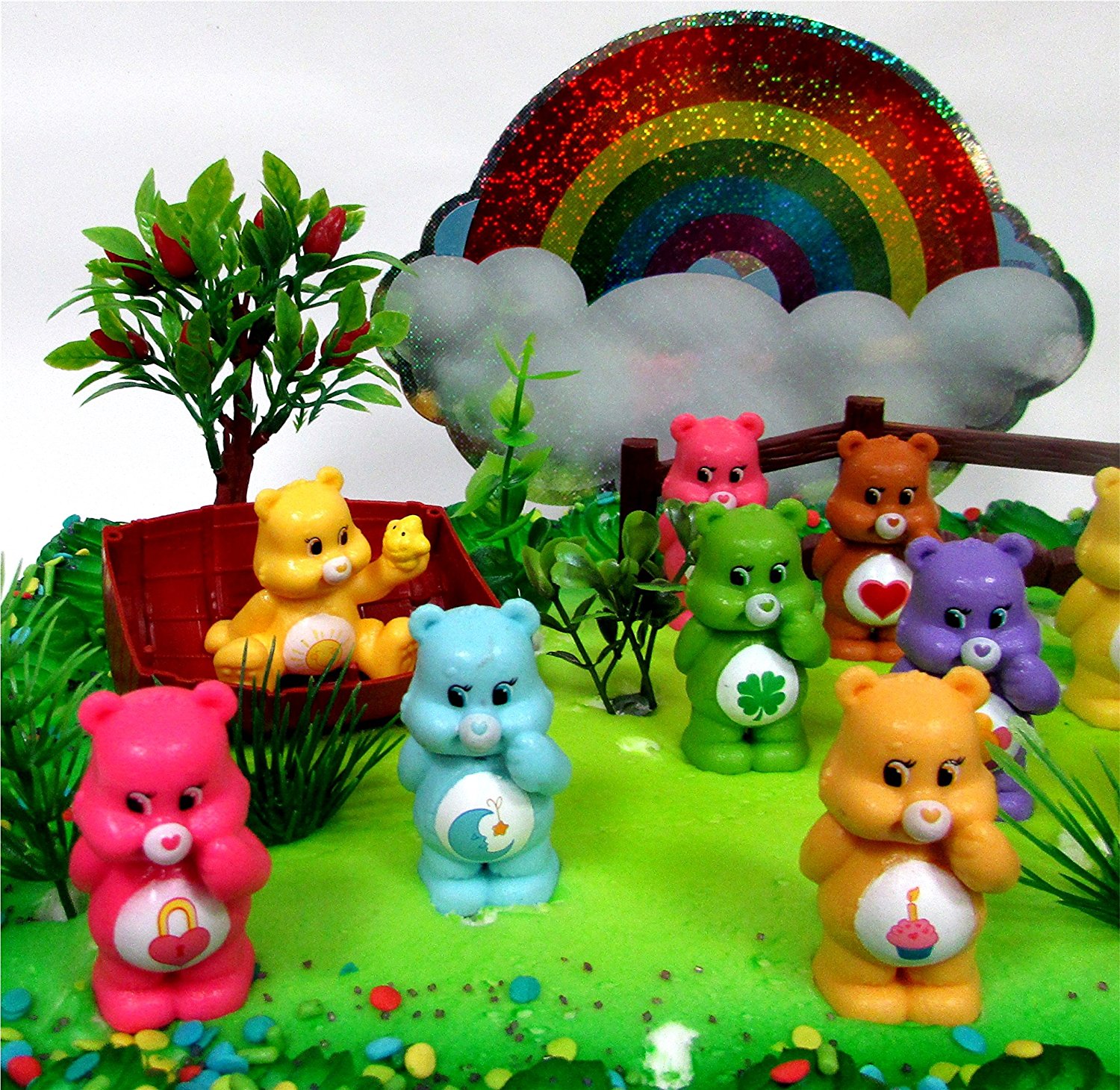 CARE BEARS 16 Piece Birthday CAKE Topper Set, Featuring 10 Care Bear ...