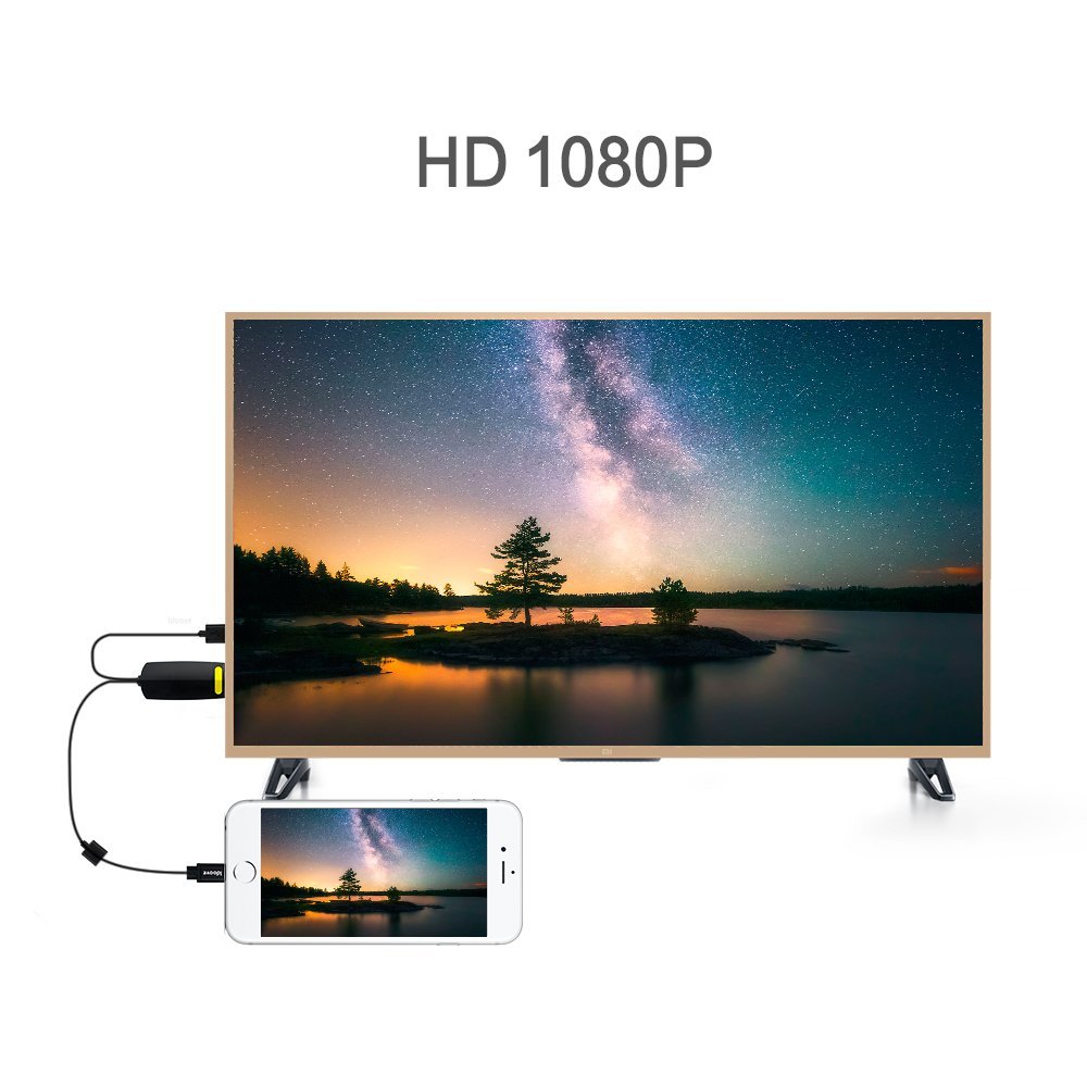 Idoove Lightning to HDMI Cable 1080P HDTV Adapter for iPhone 5/5S/6/6s ...