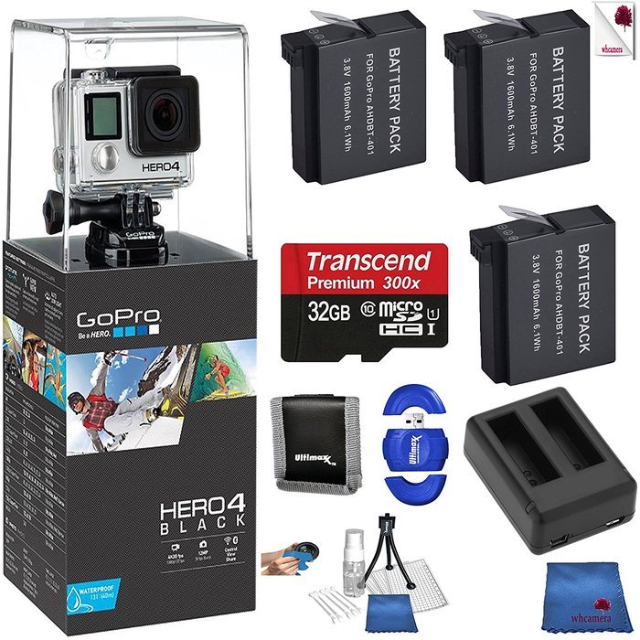 Gopro Hero 4 Black Extra Battery 9 Piece Bundle Includes: Go Pro Hero4 ...