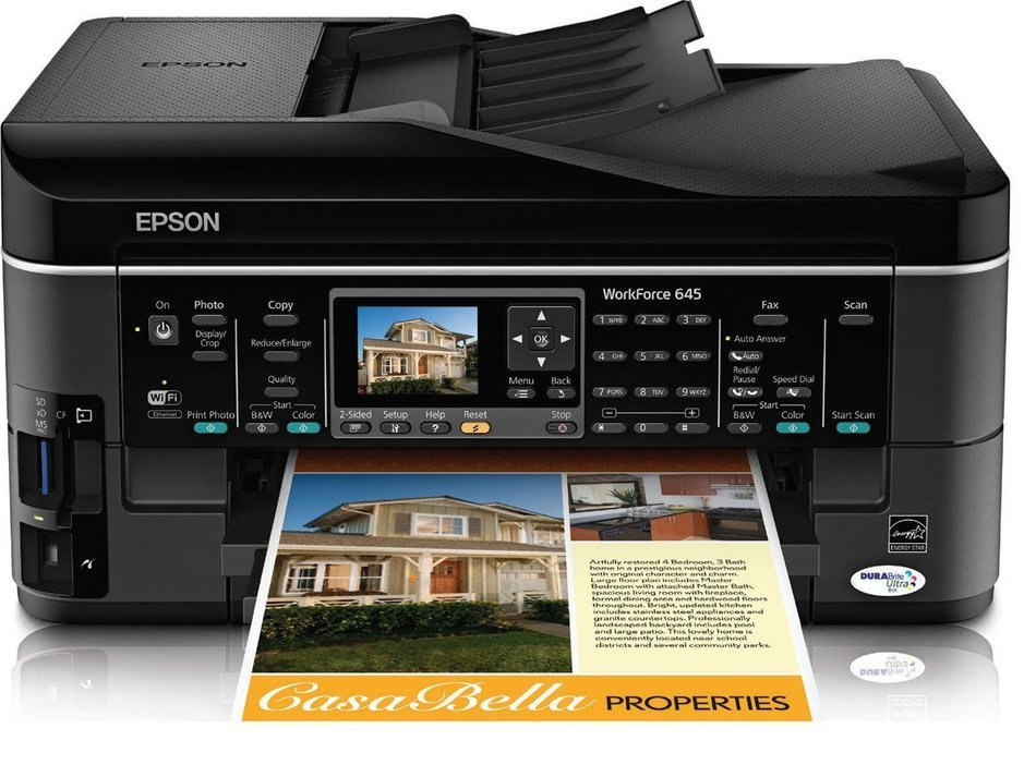 Epson WorkForce 645 Wireless All-in-One Color Inkjet Printer, Copier ...