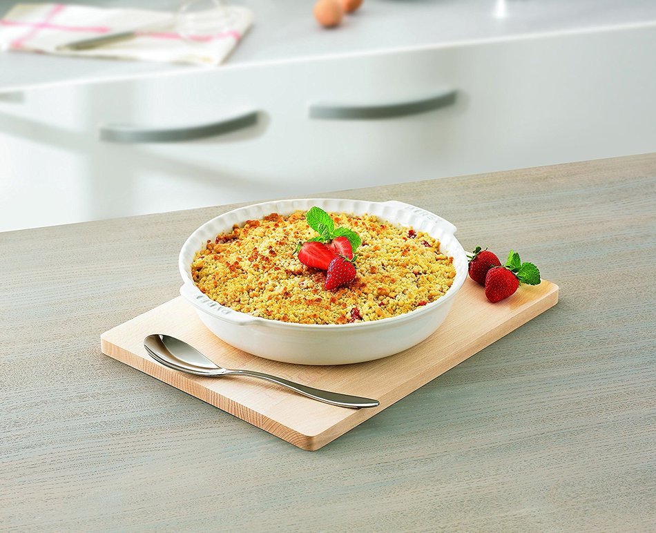 Pyrex 26 cm Round Stoneware Impressions Pie Dish with Handles, White N3 ...