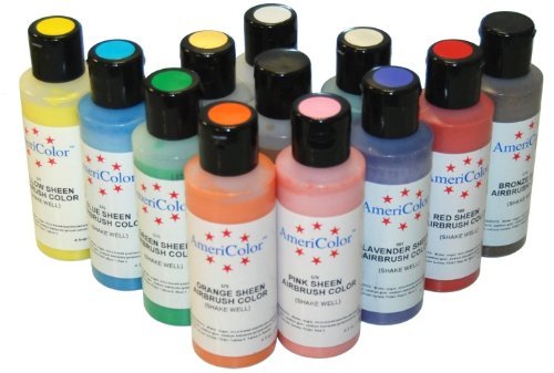 AmeriColor Amerimist Metallic & Pearl Sheen Airbrush .65 Ounce Set of ...