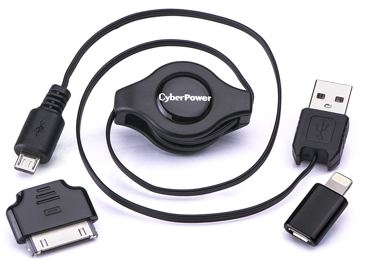 CyberPower CPU3RTAKT 2.5' Apple Certified Retractable Cable Kit, Black ...