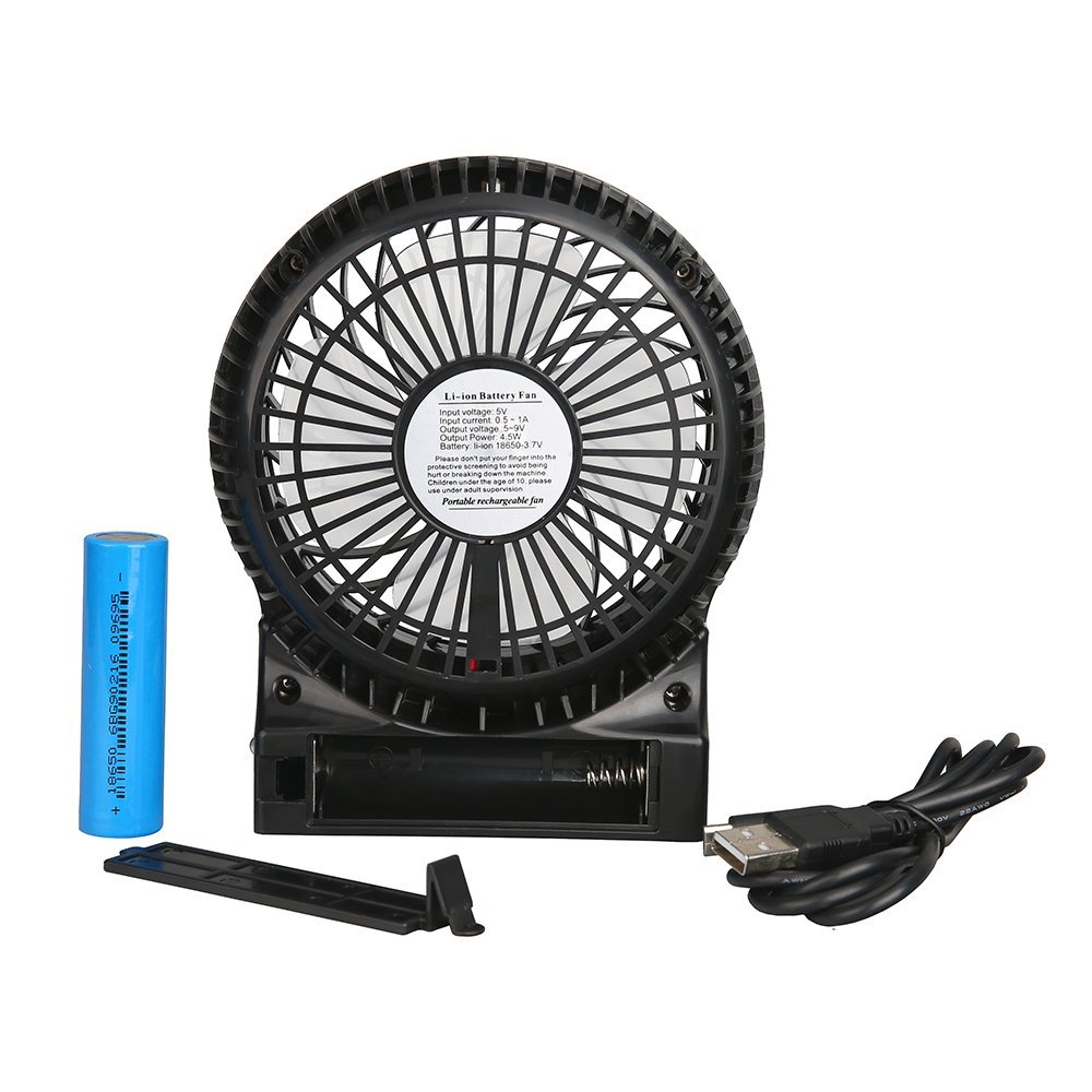 Efluky Mini USB 3 Speeds Rechargeable Portable Table Fan, 4.5-Inch ...