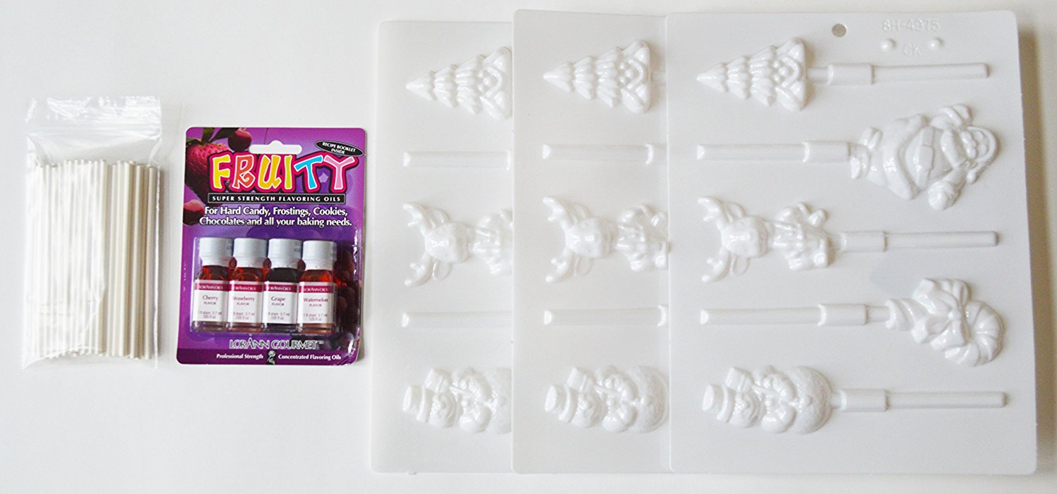 8H-4975-F Christmas Assortment Suckers Hard Candy Mold Fruity Loran Oil ...