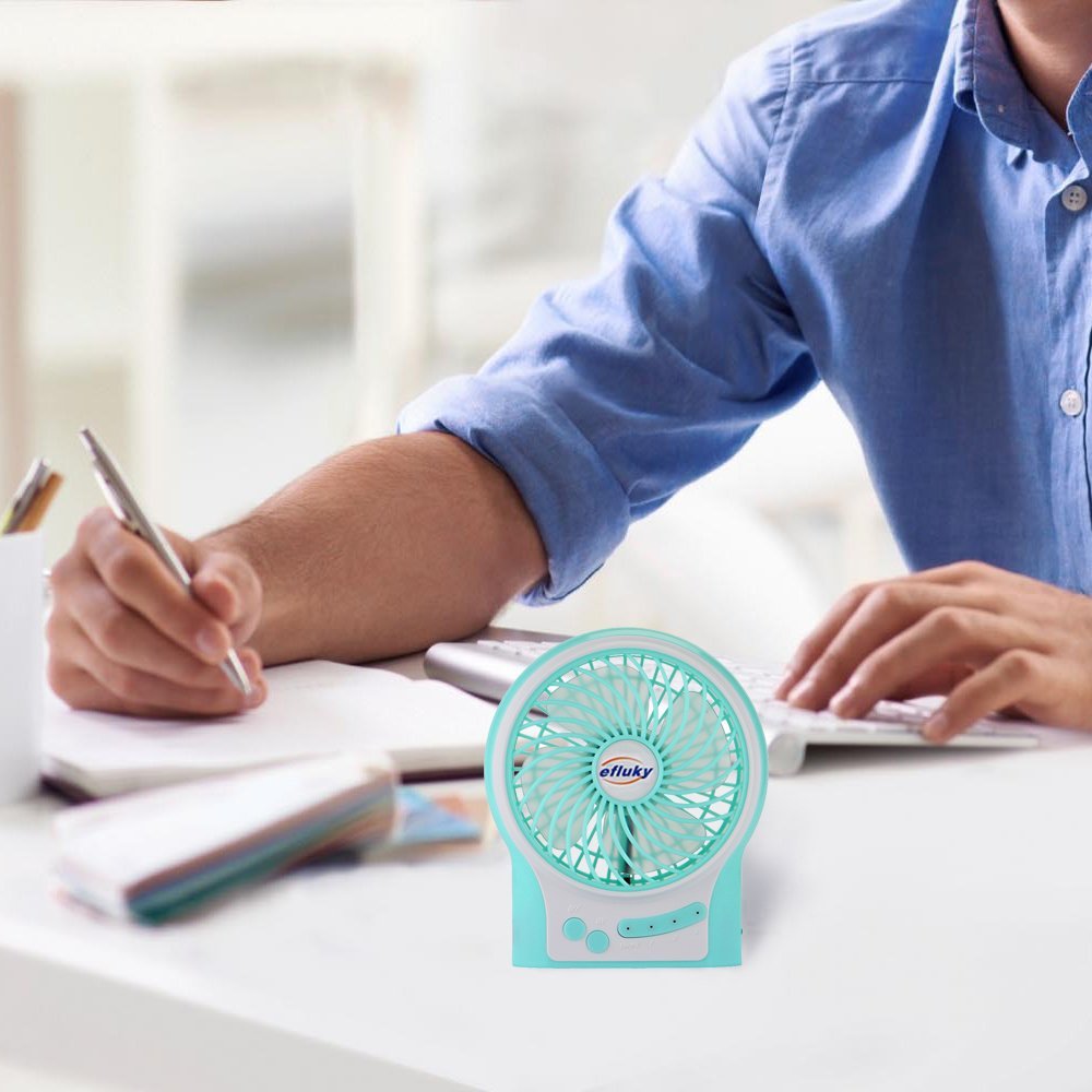 Efluky Mini USB 3 Speeds Rechargeable Portable Table Fan, 4.5-Inch ...