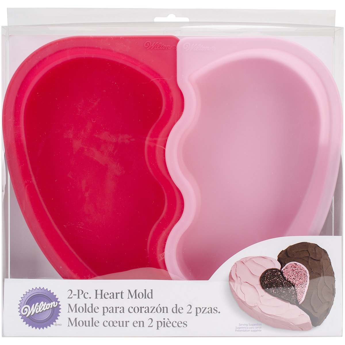 Wilton 2-Piece Silicone Heart Pan Set, Red/Pink free image download