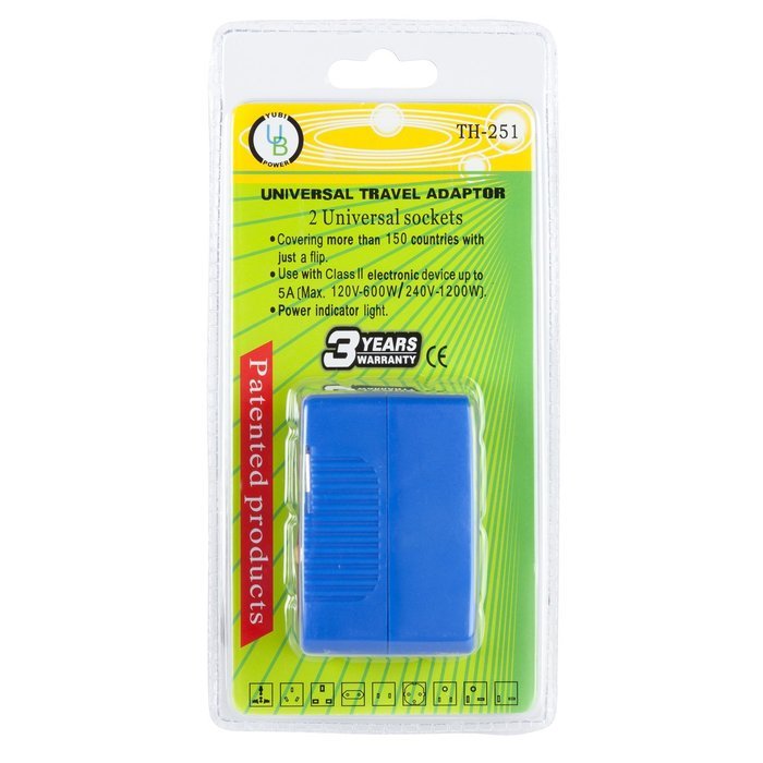 Yubi Power Dual Outlet Travel Adapter with 2 Universal Outlets - Built ...