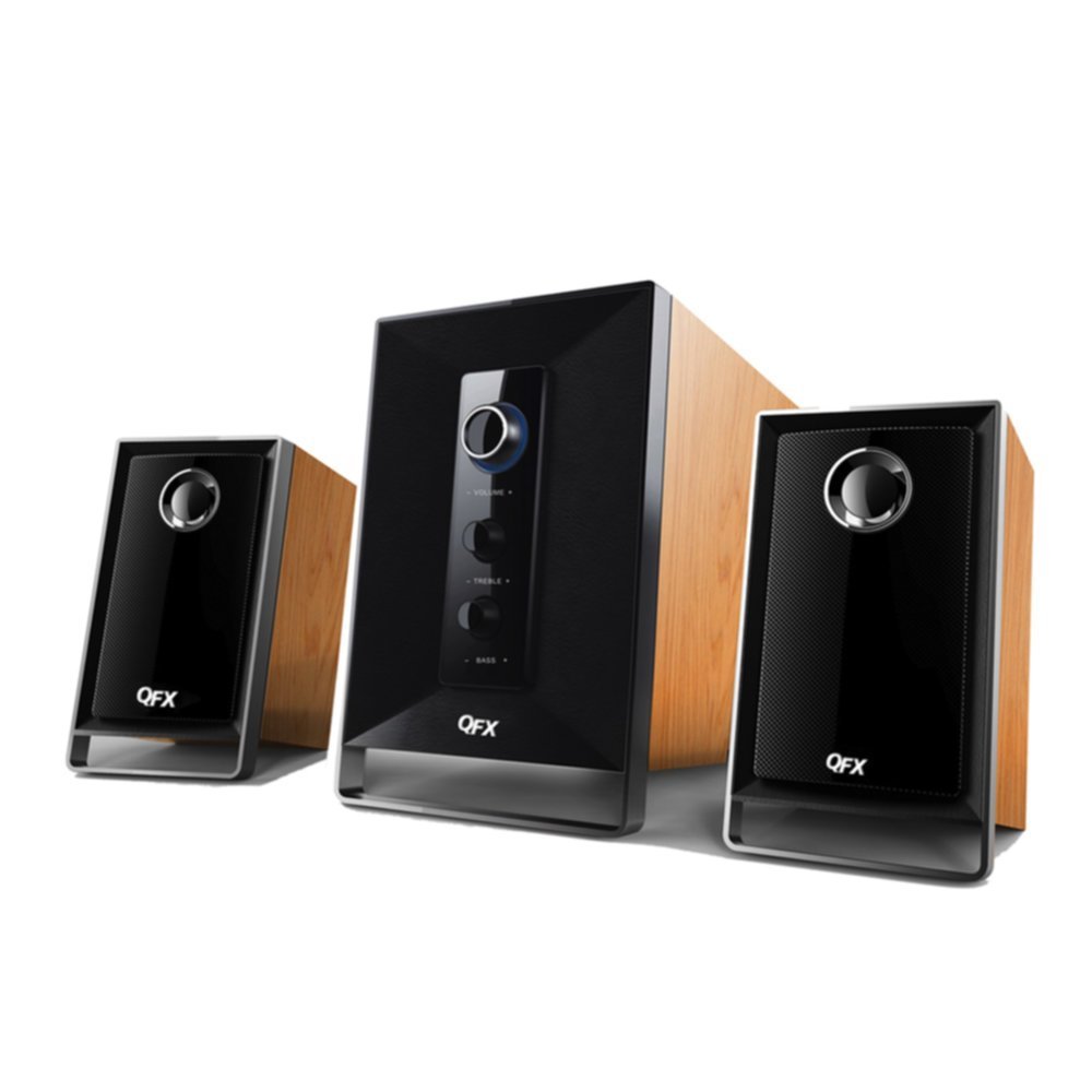 Wood QFX BT-201 Bluetooth 2.1-Ch Speaker +Built-in Active Amplifier ...