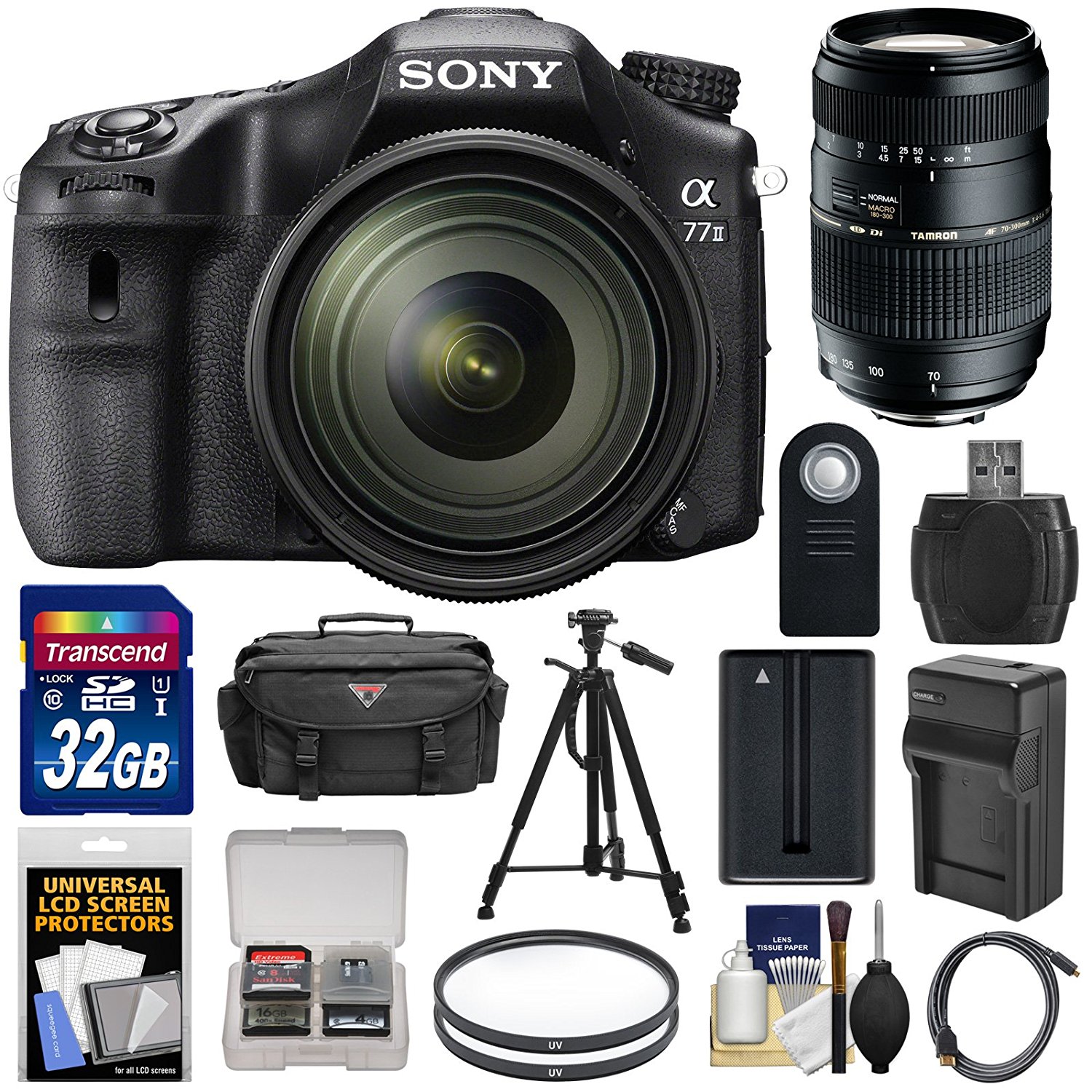 Sony Alpha A77 II Wi-Fi Digital SLR Camera & 16-50mm Lens with 70-300mm ...