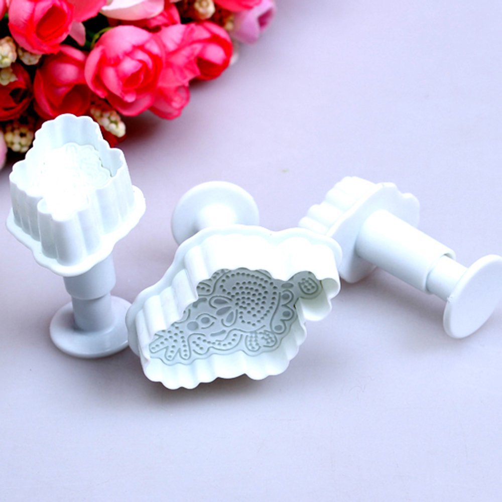 Joylive 3pcs Embroidery Fondant Cake Plunger Cutter Cookie Sugarcraft ...