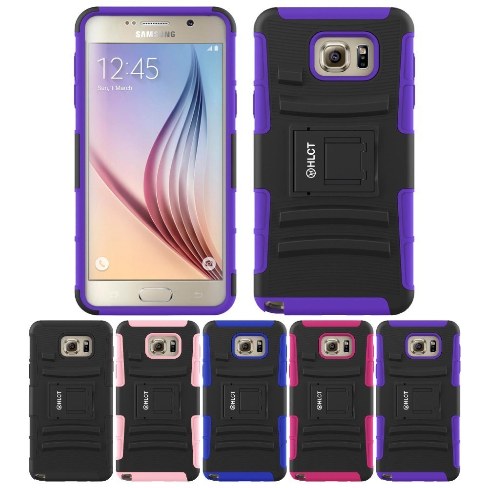 Galaxy Note 5 Case, HLCT Rugged Shock Proof Dual-Layer Case with Built ...