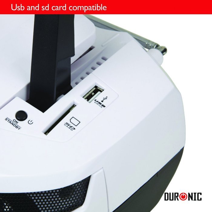 Duronic RCD99W White CD Player 4-way speaker Boombox with Clock, Radio ...