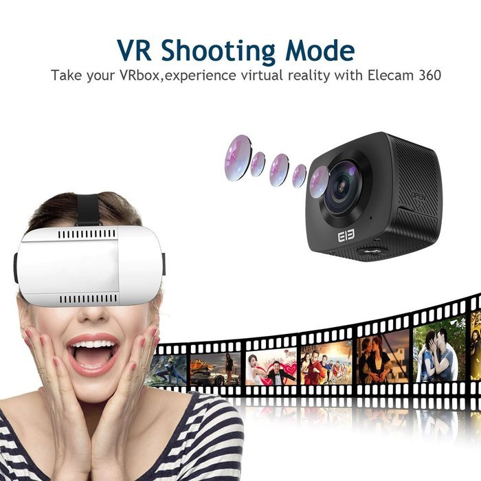 Elephone Elecam Full HD 1080P @30fps Wi-Fi Mini 360 Degree VR Camera ...