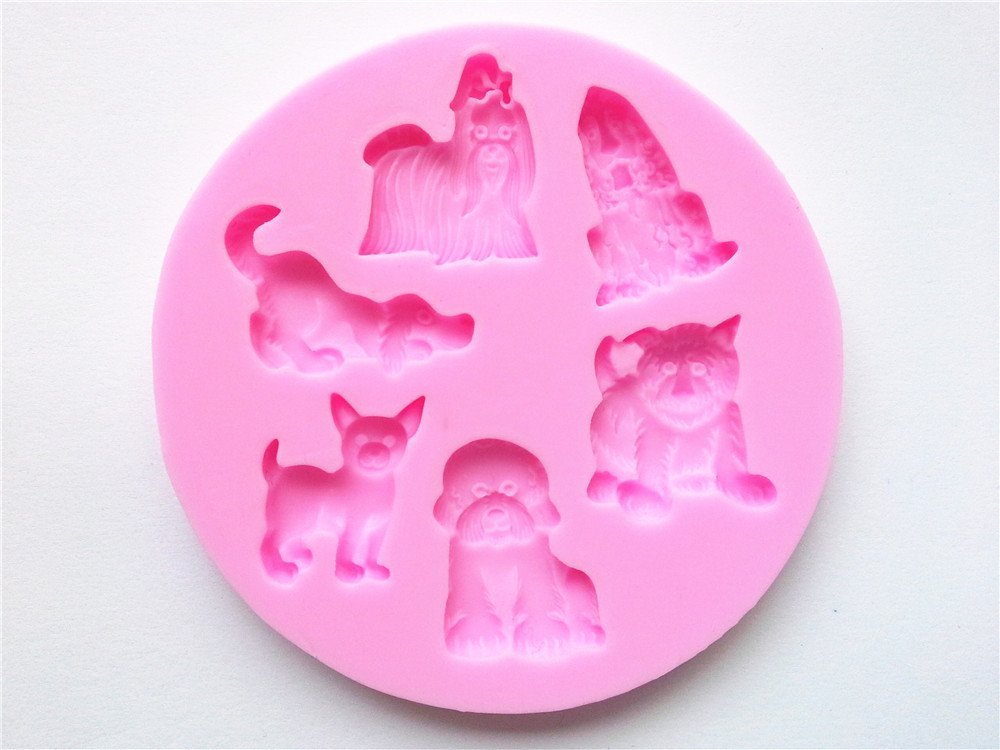 Wocuz W0184 6 Capacity of Dogs Shape Silicone Candy Fondant Chocolate ...