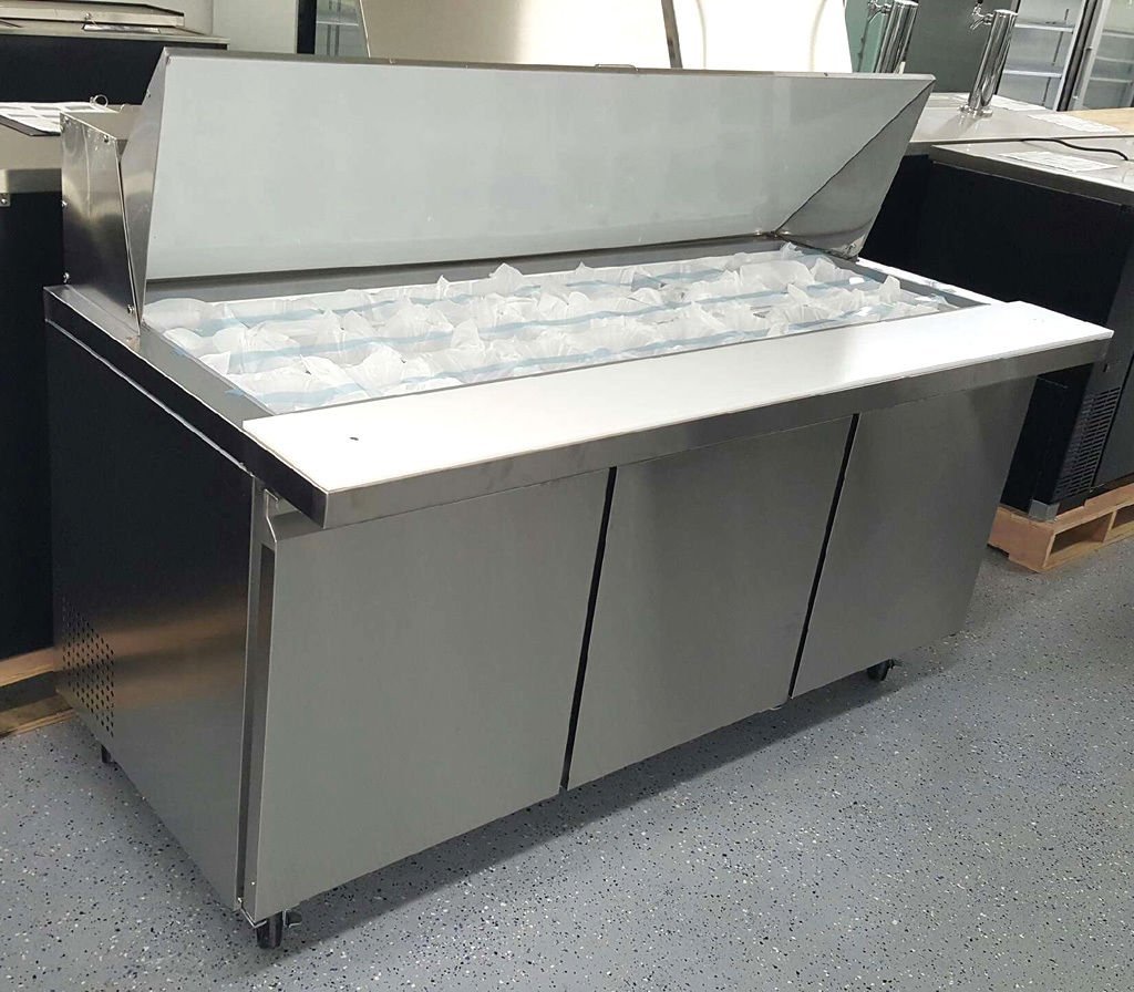 3 Door 70" Mega Top 30 Pan Salad Sandwich Prep Refrigerator Table ...