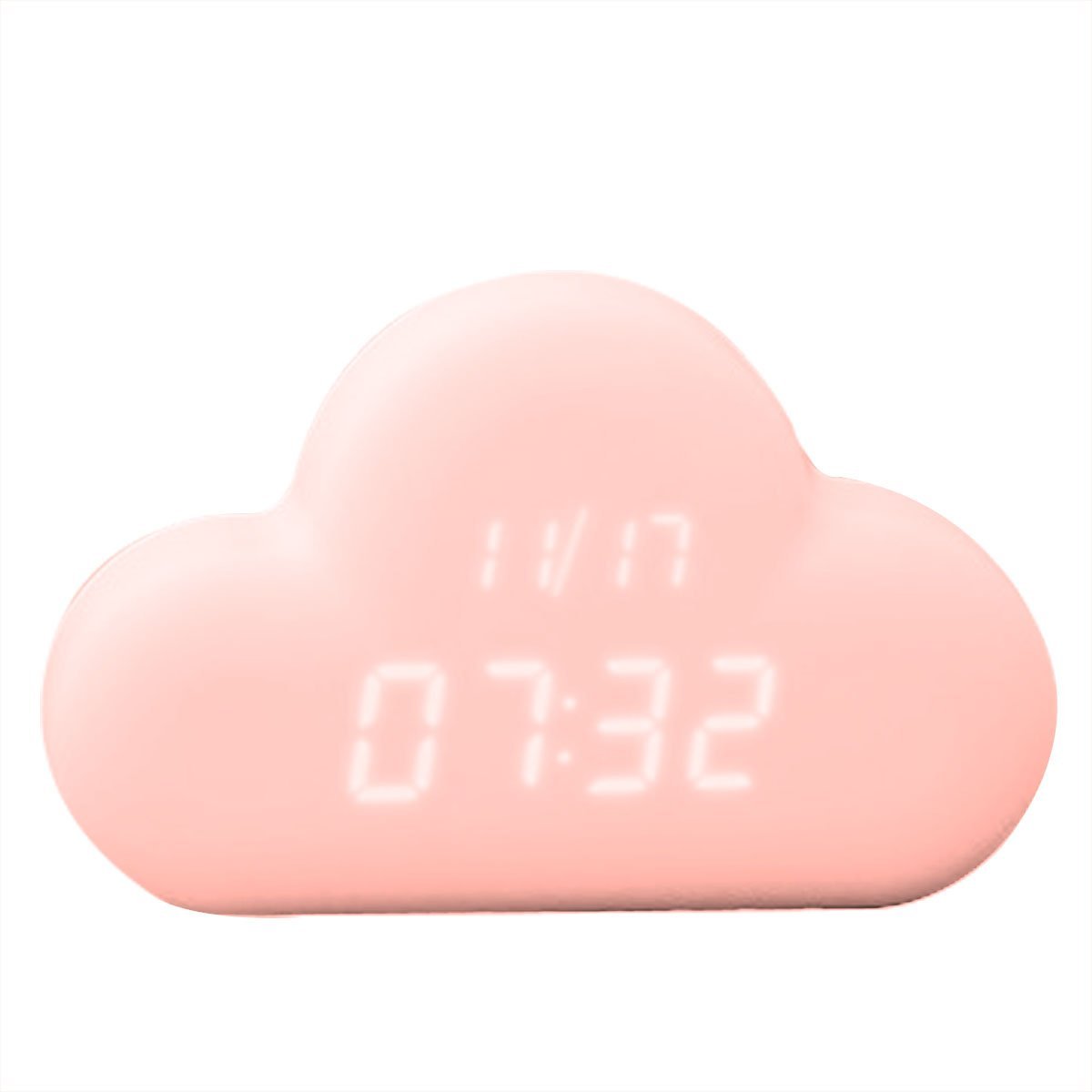 Generic Digital Clock in Cloud Shape Light Pink free image download