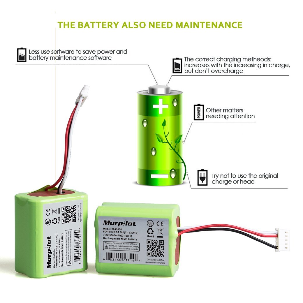 [UL&CE Approved] Morpilot® 2-Pack 7.2V 3000mAh Ni-MH iRobot Vacuum ...