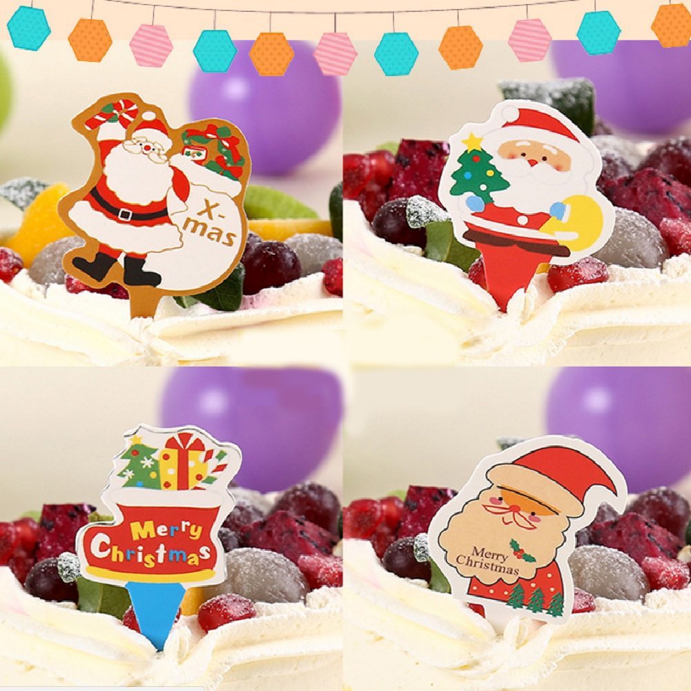 Santa Claus & Stocking Christmas Cupcake Toppers for Cake Decorations ...