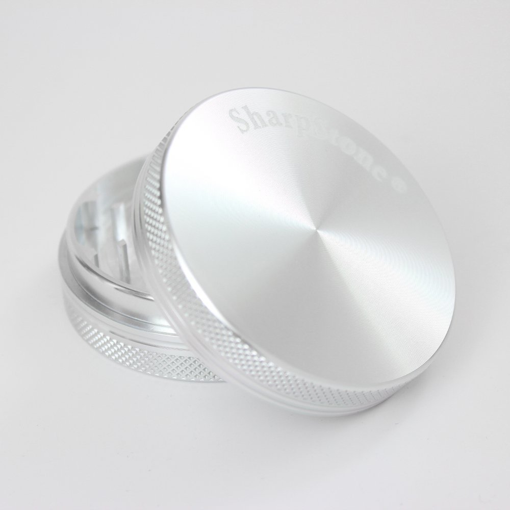 Sharp Stone Official Authentic Medium 2 Piece Grinder Hard Top 2.2 Inches Silver + Free ...