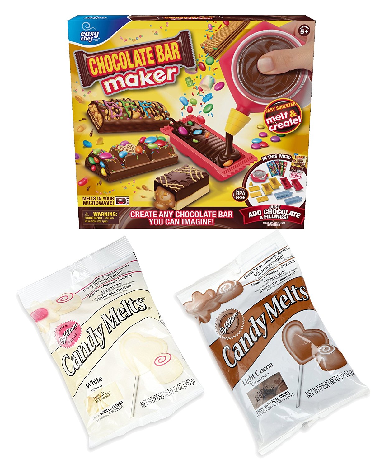Chocolate Bar Maker Kit with Light Chocolate and White Candy Melts ...