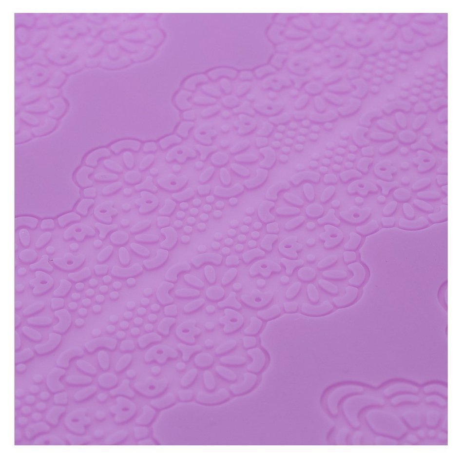 Lesirit Flower Pattern Silicone Fondant Cake Lace Embossed Mold Mat,14. ...