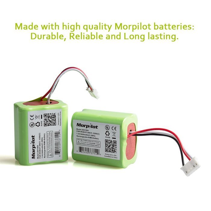 [UL&CE Approved] Morpilot® 2-Pack 7.2V 3000mAh Ni-MH iRobot Vacuum ...