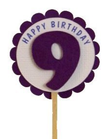 All About Details Shimmer Purple 9th Birthday Cupcake Toppers, Set of ...