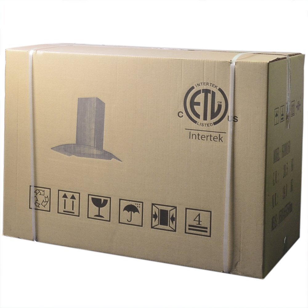 Toyofmine Kitchen Stainless Steel 36" Glass Wall Mount Range Hood Stove ...