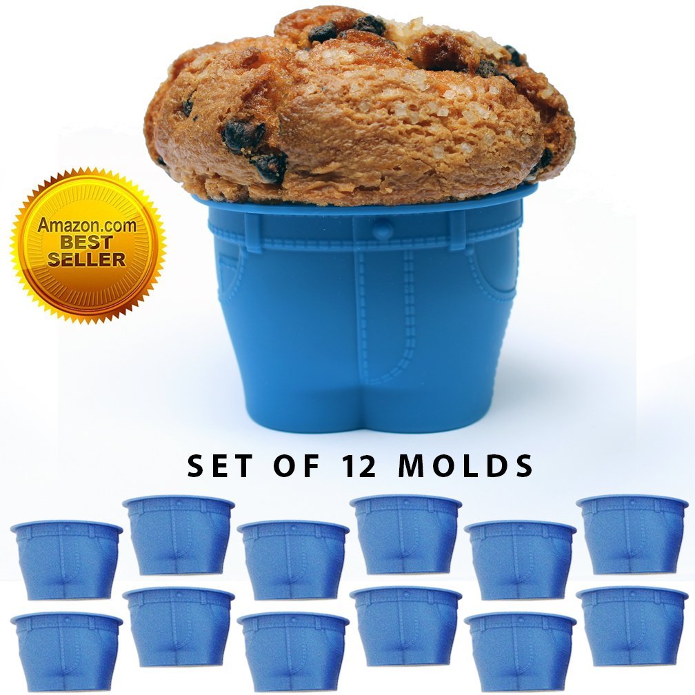 Set of 6 Silicone "Muffin Top" Cupcake Molds. Reusable Silicone Baking ...